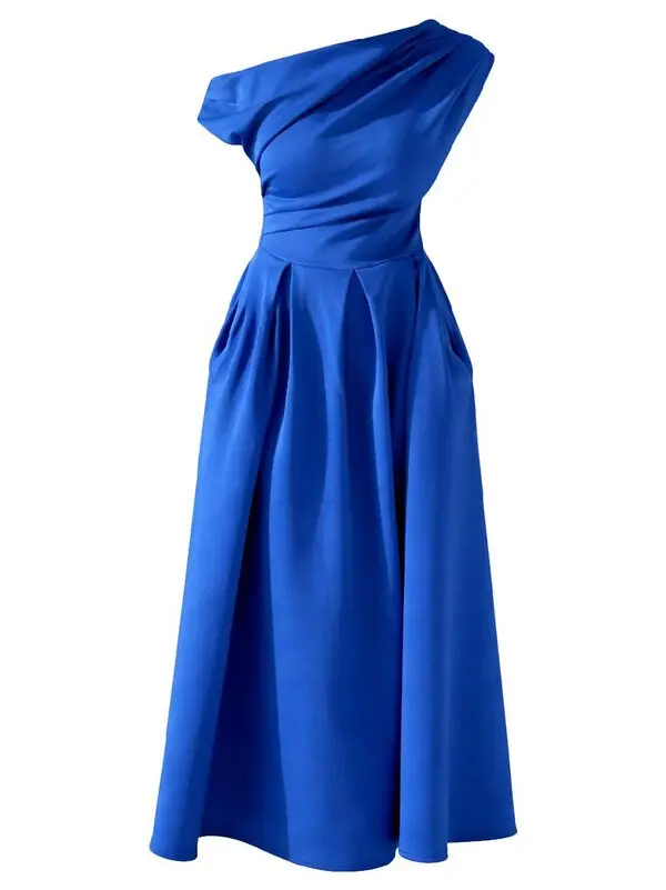 GIRL IN MIND Betty Asymmetric Midi Dress - Blue