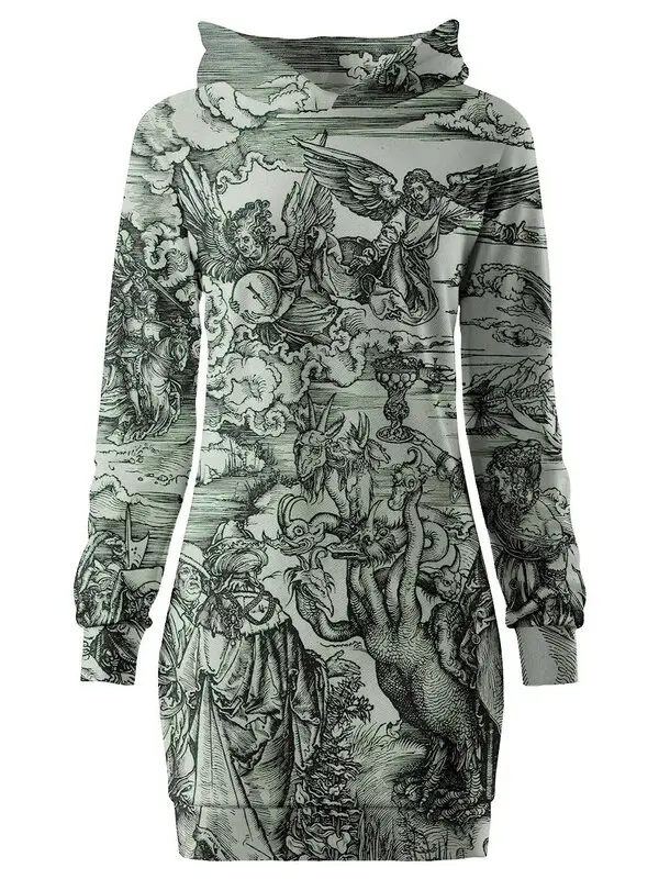ALOHA FROM DEER Neutrals Durer Series Apocalypse Oversize Hoodie Dress - Grey