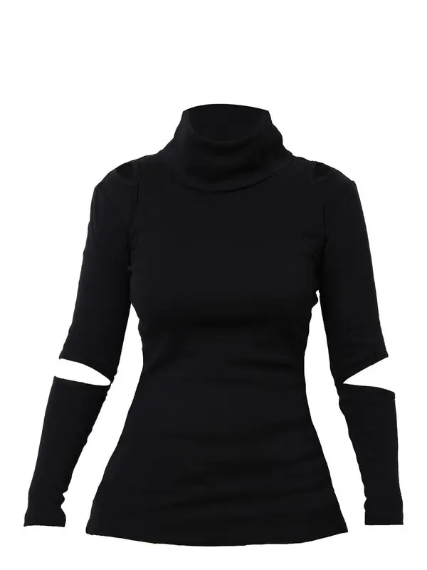 METAMORPHOZA Cutout Detail Turtleneck Top - Black