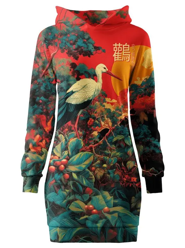 ALOHA FROM DEER Printed Oversized Hoodie Dress - Green/red