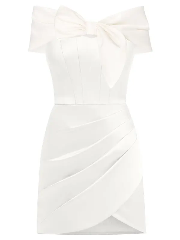 TIA DORRAINE Satin Mini Dress - White