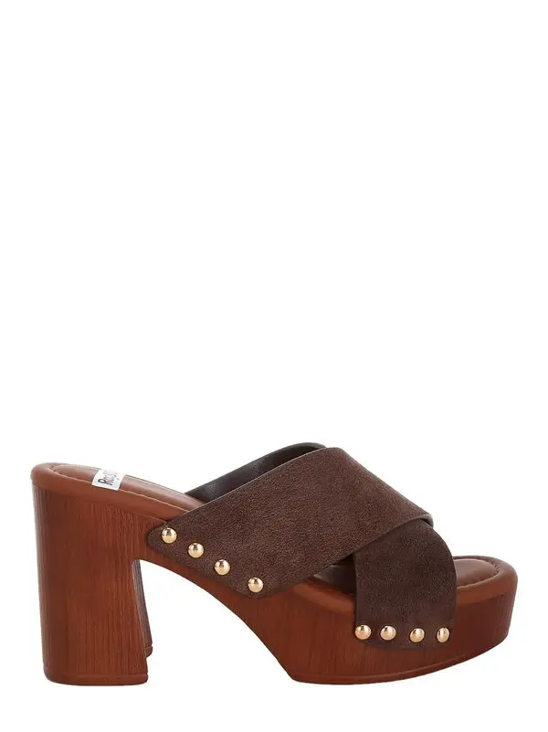 RAG & CO Mearsk Suede Leather Clogs - Brown