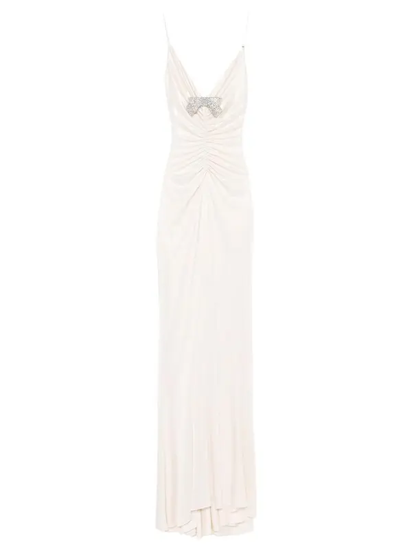 NISSA Backless Jersey Maxi Dress - Beige