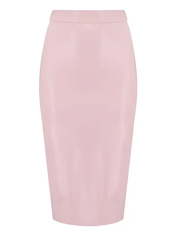 ELISSA POPPY Latex Panel Midi Skirt - Pink
