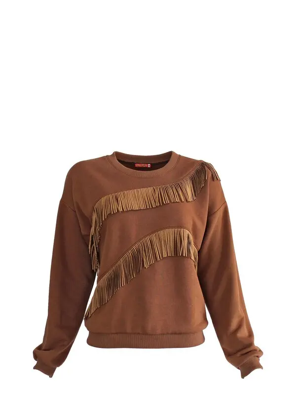LALIPOP DESIGN Sweatshirt With Fringe Detail - Brown