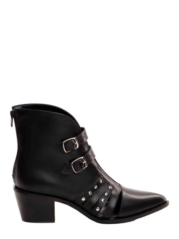 THE 5TH ELEMENT Nova Western Leather Ankle Boots - Black