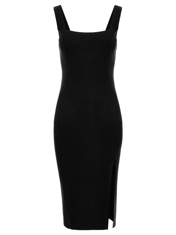 ROSERRY Kensington Zipped Jersey Midi Dress With Slit - Black