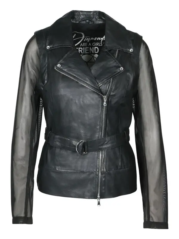 FREAKY NATION Leather Jacket & Vest With Removable Sleeves And Belt - Black