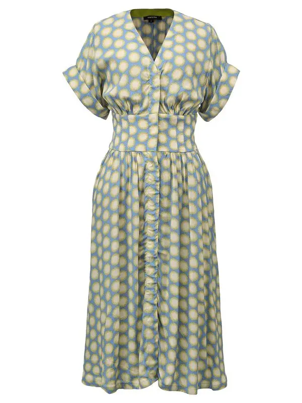 SMART AND JOY Dots Print Fit-and-flare Blouse-dress - Blue