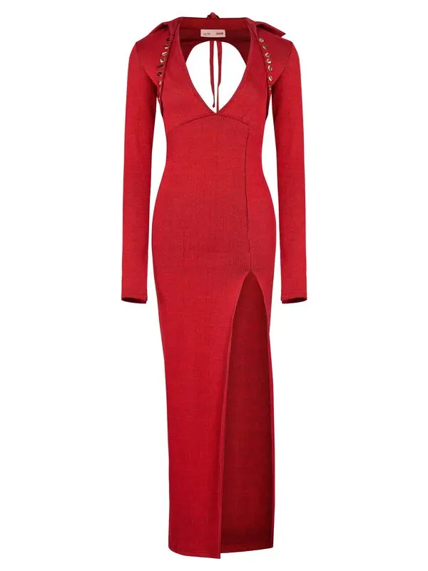 PCFG Ribbed Dress With Bolero - Red