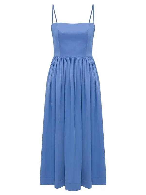 NAZLI CEREN Liette Satin Midi Dress - Blue