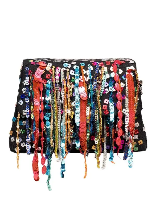 SIMITRI Disco Tassel Trapeze Bag - Black