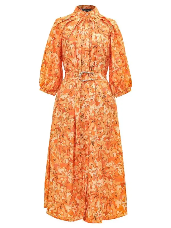SMART AND JOY Camouflage Print Shirt Dress - Orange