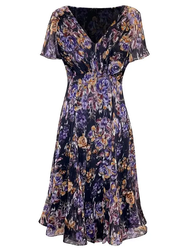 ALIE STREET LONDON Miranda Printed Chiffon Midi Dress - Purple