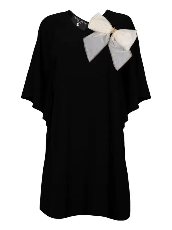 LAINES LONDON Couture Kaftan With Embellished Bow - Black/white