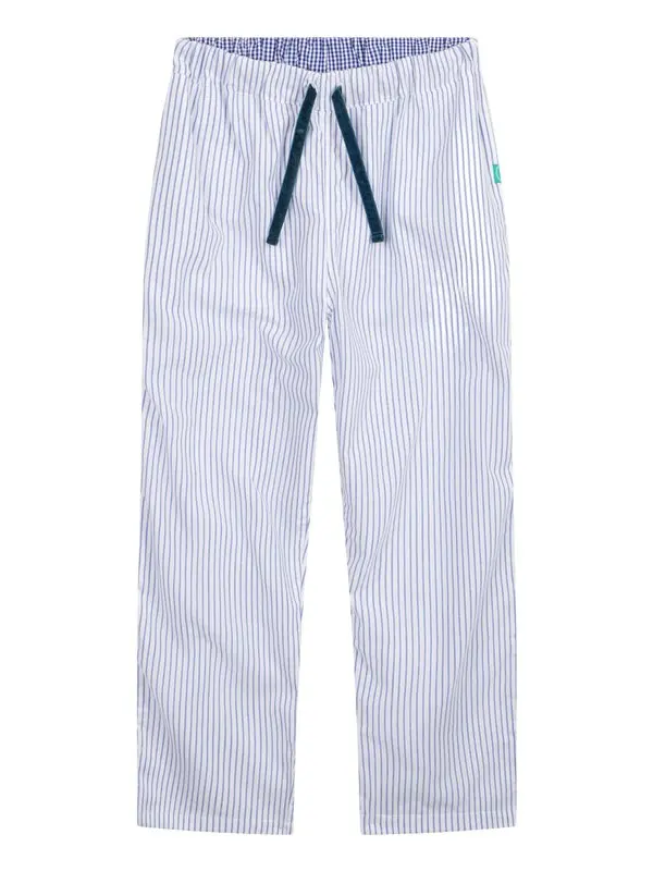 LOUNGERS Organic Brushed Cotton Loungewear Trousers - Blue/white