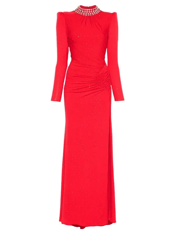 NISSA Crystal-embellished Maxi Dress - Red