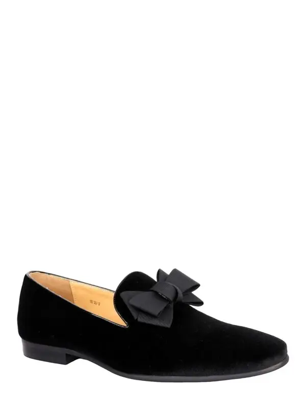 DAVID WEJ Alfred Velvet Bow Loafers - Black
