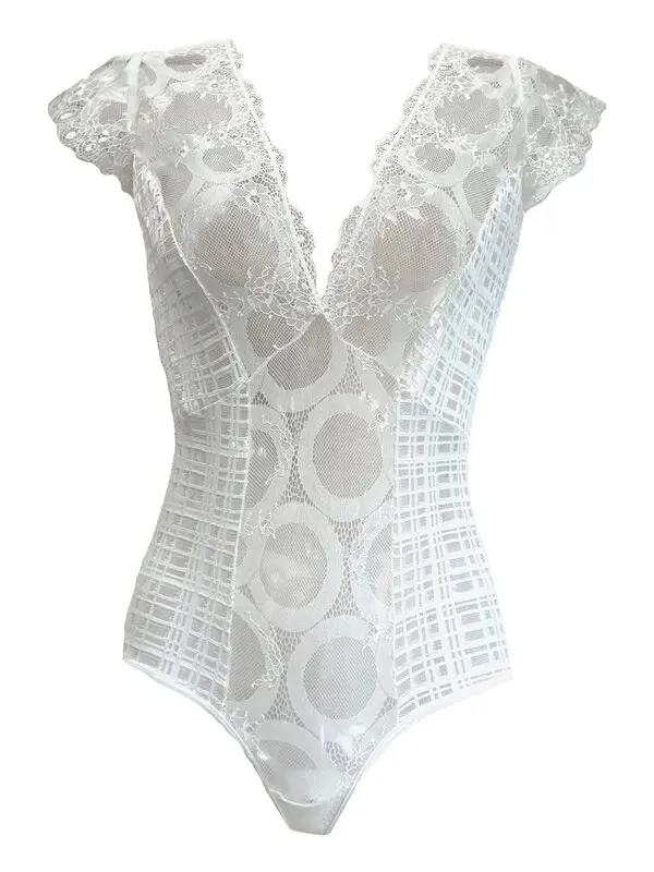 CAROL COELHO Mind Games Off Ouvert Bodysuit - White