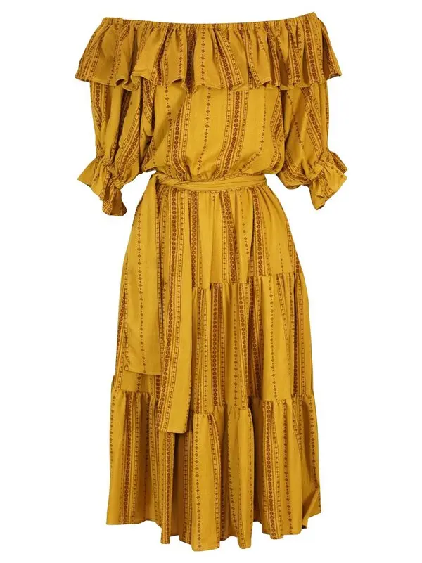 JENNAFER GRACE Saffron Veranda Ruffle Dress - Orange