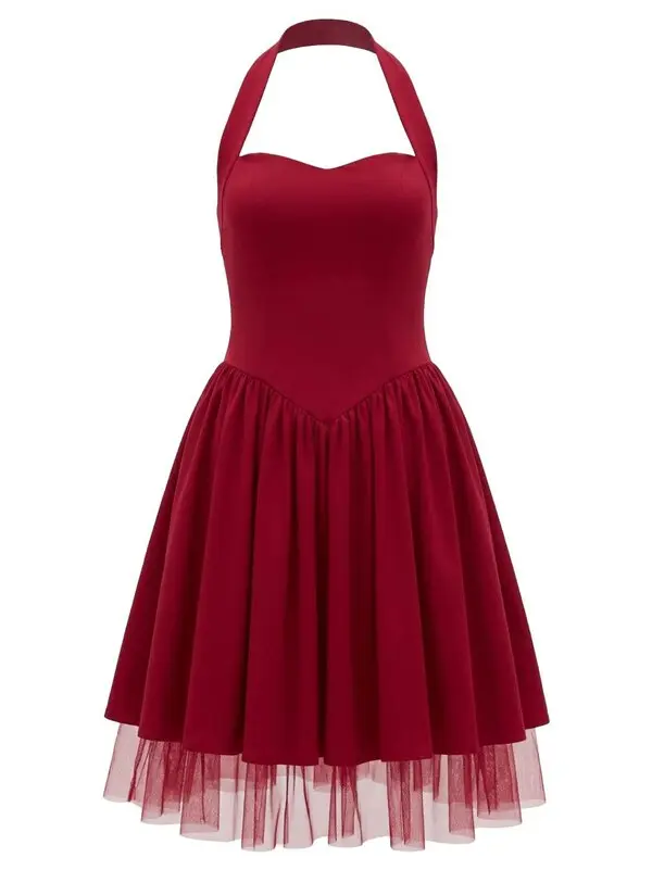 ASHITA FERNANDES Sleeveless Knee-length Dress With Layered Hem - Red