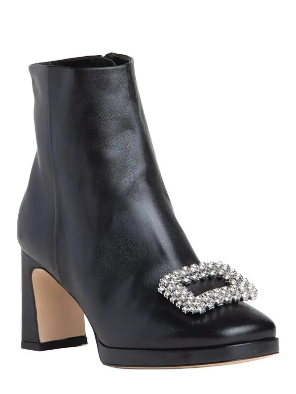 BEAUTIISOLES BY ROBYN SHREIBER Scarlet Leather Platform Bootie - Black