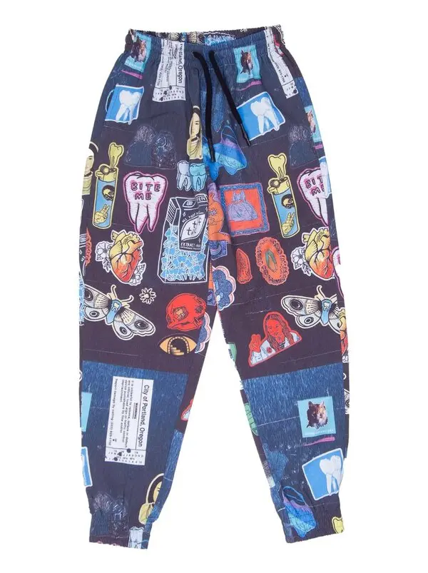 MYSIMPLICATED Graphic Print Trousers - Black/blue