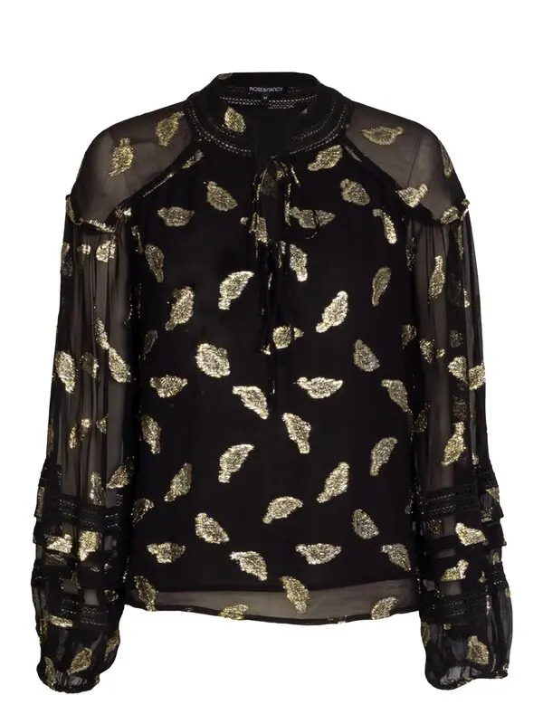 ROSE & NANCY Feather Blouse - Gold/black