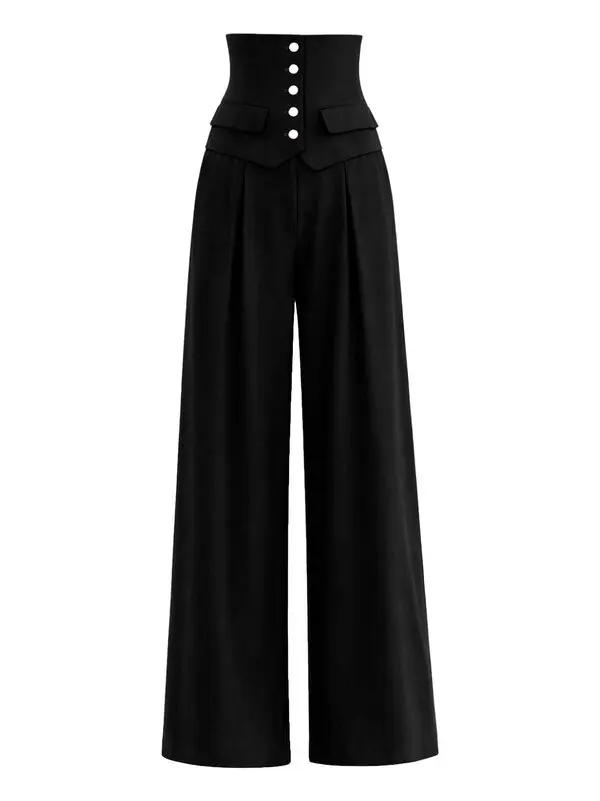 JULIA ALLERT Buttoned Corset-waist Tailored Trousers - Black