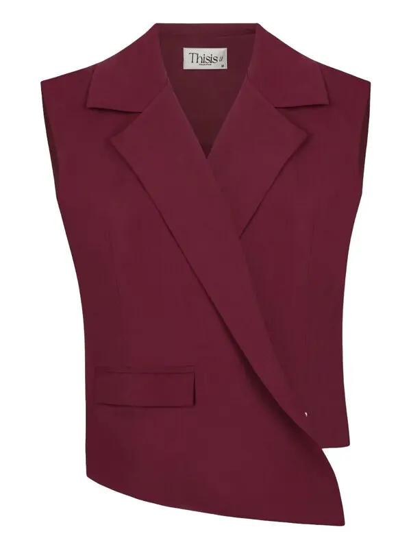 THISISU COLLECTION Vera Oversize Asymmetric Vest - Red