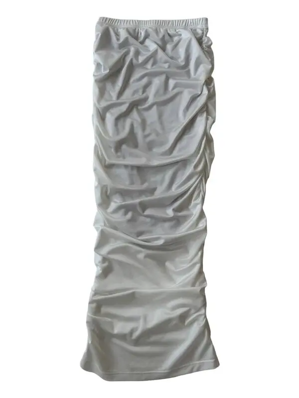 CIRCULAR PATH Ruched High-waisted Skirt - White