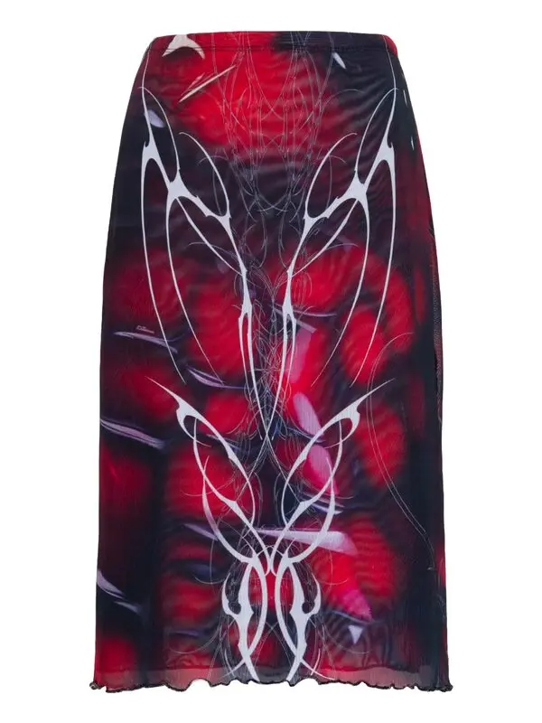 PALOMA LIRA Printed Mesh Skirt - Red