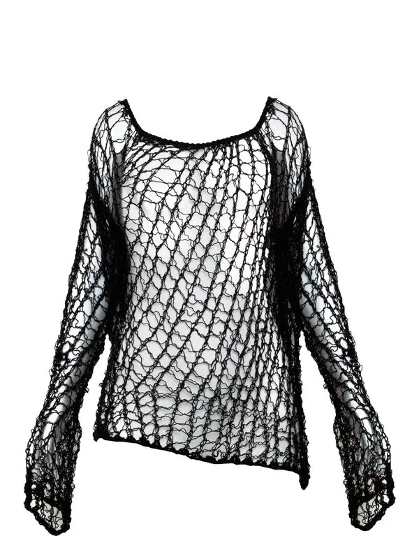 PALOMA LIRA Hand Knitted Open Weave Sweater - Black
