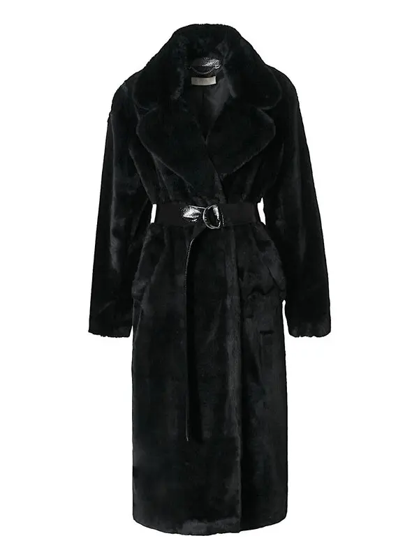 AGGI BY HALEWSKI Kylie Faux Fur Coat - Black