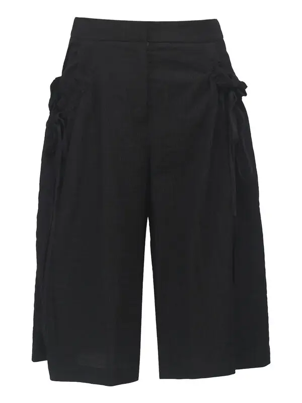 SMART AND JOY Wide-leg Capri Trousers - Black
