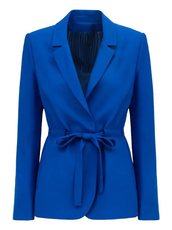 GEORGETTE Belted Blazer - Blue