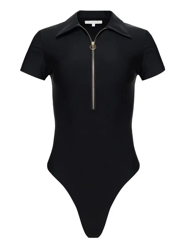 GOLDIE BYRD Zip Front Smoothing Bodysuit - Black