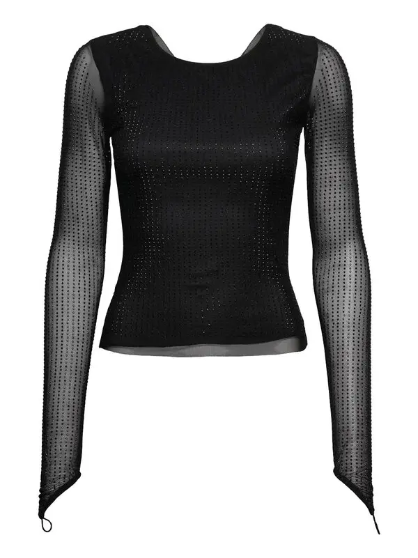 OW Mesha Rhinestone Blouse - Black