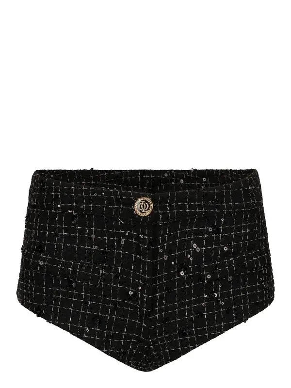 GOD SAVE QUEENS Asap Tweed Shorts - Black