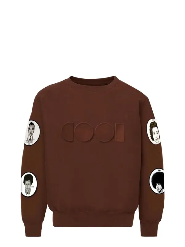 COOL CREATIVE Icon Patches Sweatshirt - Brown