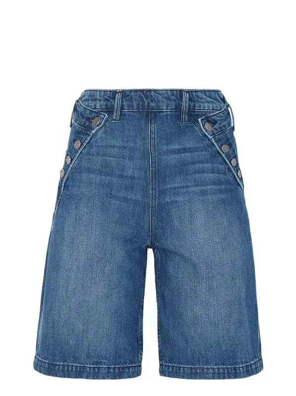 NOEND Dina High Waisted Jorts With Button Detail - Blue