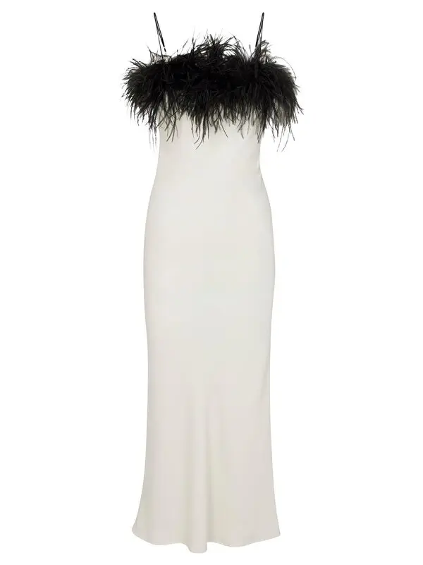 DELFI COLLECTIVE Feathered Maxi Dress - White