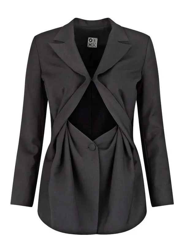 BOUTIQUE KAOTIQUE Cutout Blazer - Grey