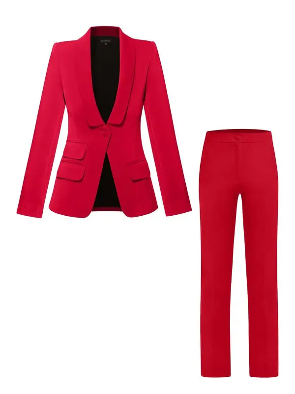 TIA DORRAINE Vision Tailored Blazer And Trousers Suit - Red