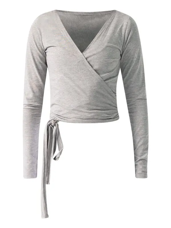 ENXHALINE Long Sleeve Wrap Top - Grey