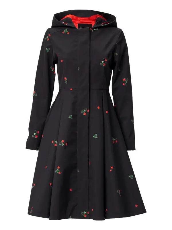 RAINSISTERS Waterproof Coat With Strawberry Print - Black