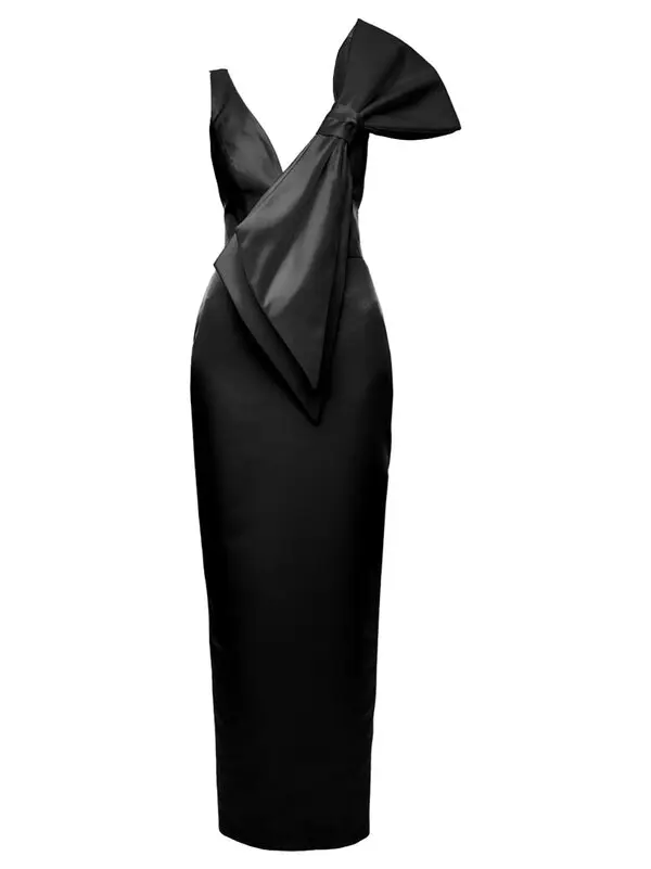 Baé Special Moments Column Silhouette Dress With Bow - Black