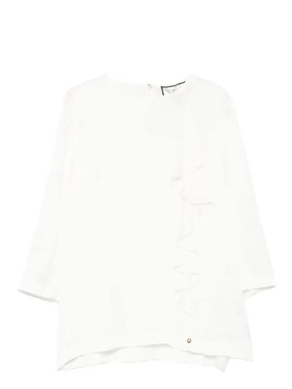 NISSA Ruffled Viscose Top - White