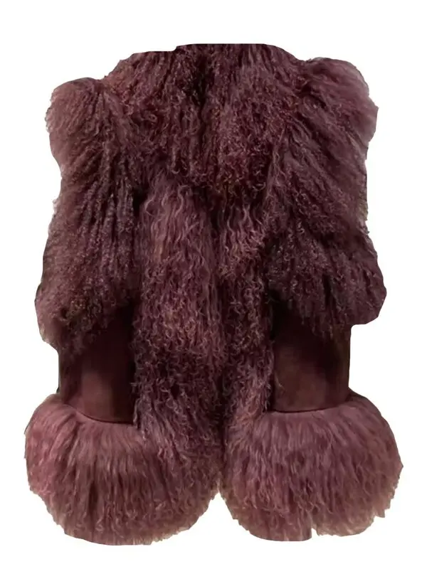 MADELEINE SIMON STUDIO Ferdinand Suede Vest With Fur - Red
