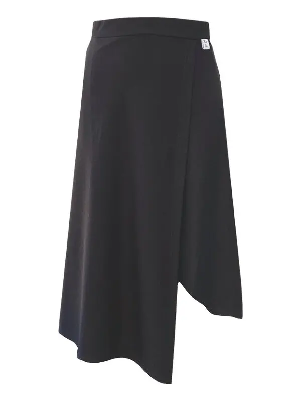 FROCK TALES Lotus Midi Skirt With Asymmetric Hem - Black